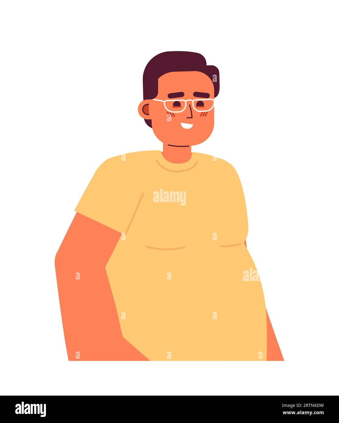 Overweight man eyeglasses happy 2D cartoon character Stock Vector Image ...