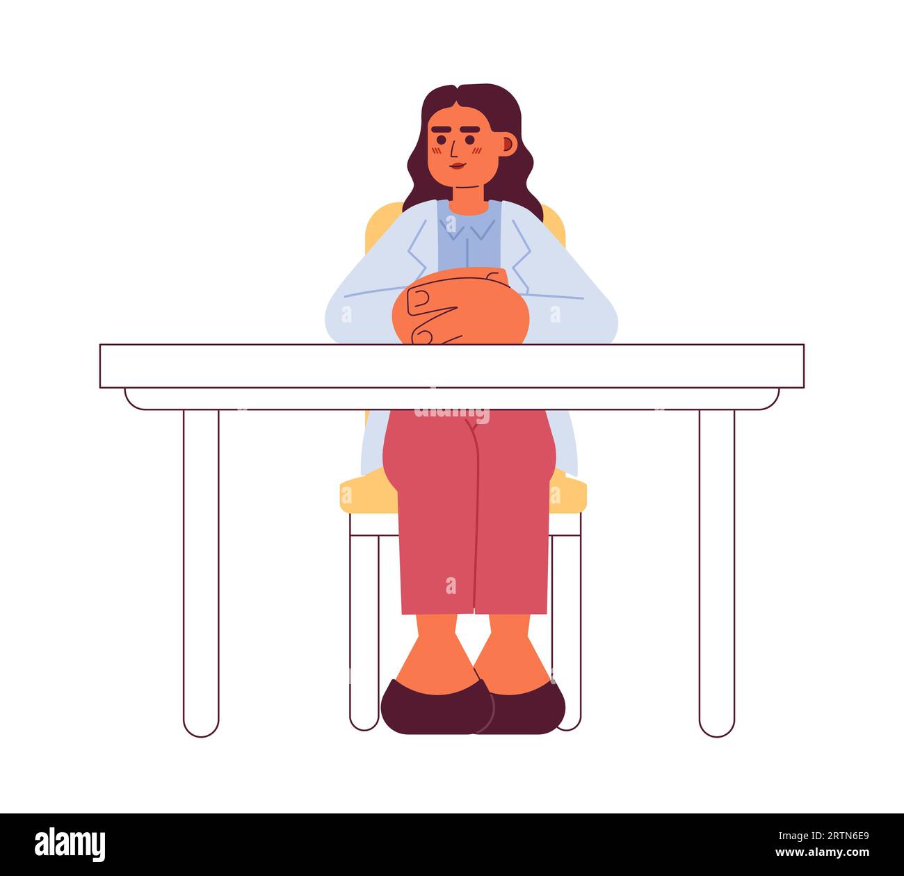 Middle eastern boss lady sitting at desk 2D cartoon character Stock ...