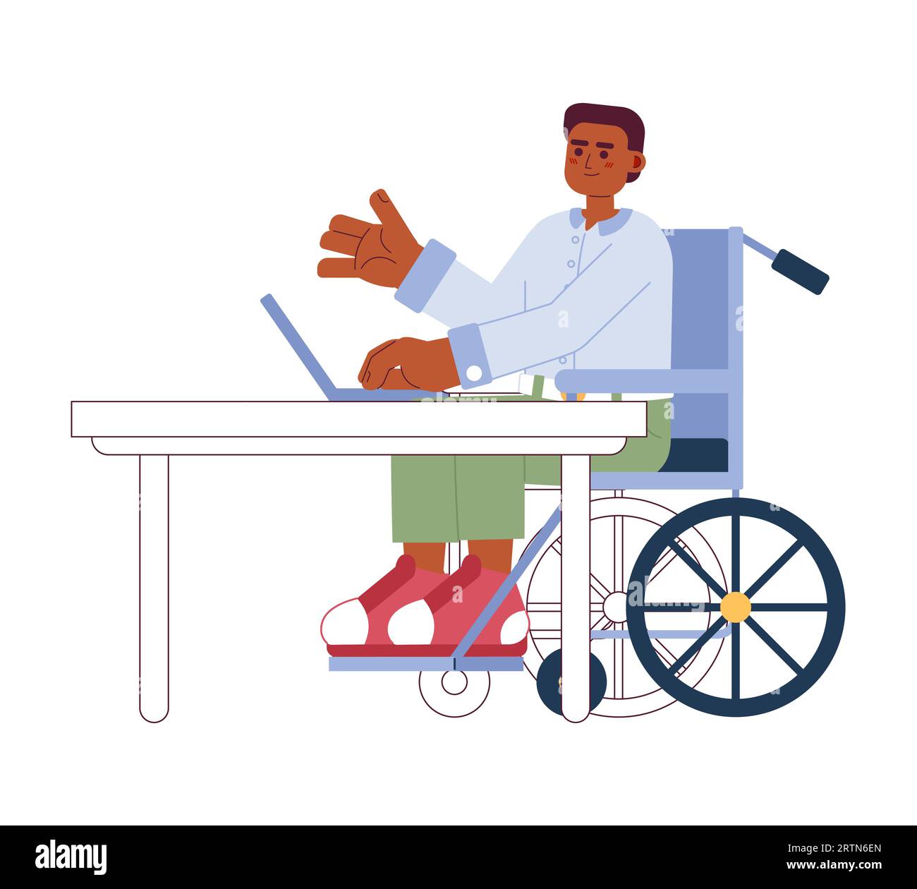 Wheelchair young man remote student 2D cartoon character Stock Vector ...