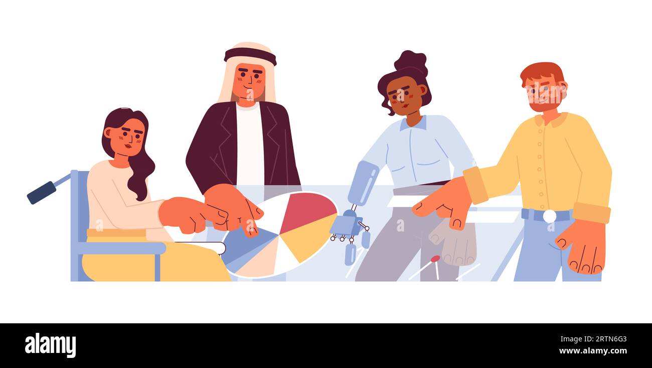 Virtual data analysis team cartoon flat illustration Stock Vector Image ...