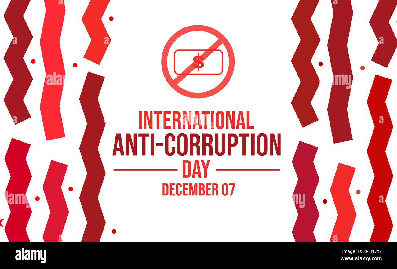 International Anti Corruption Day background with red shapes and ...