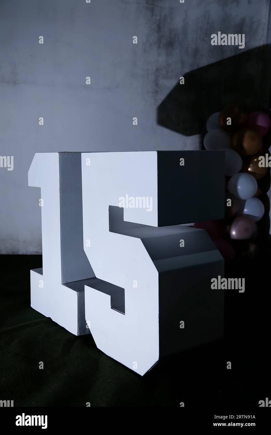 sculpture of number fifteen full size in white color - party fifteen ...