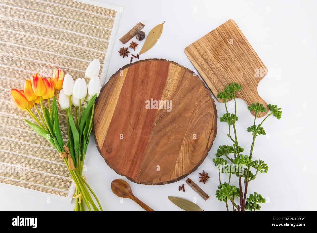 Empty Food Props with an isolated white background. Top View of mix ...