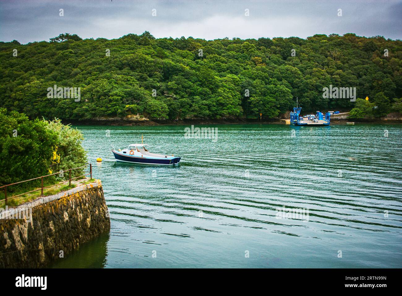 River Fal, Cornwall, UK - August 2023: near King Harry Ferry Bridge ...