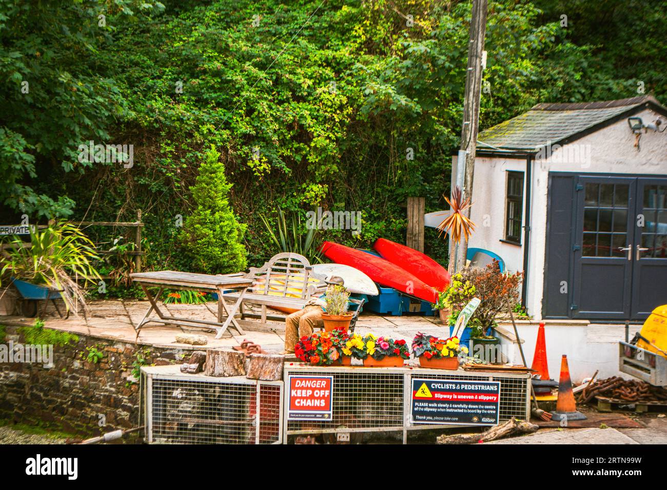River Fal, Cornwall, UK - August 2023: at the King Harry Ferry Bridge ...
