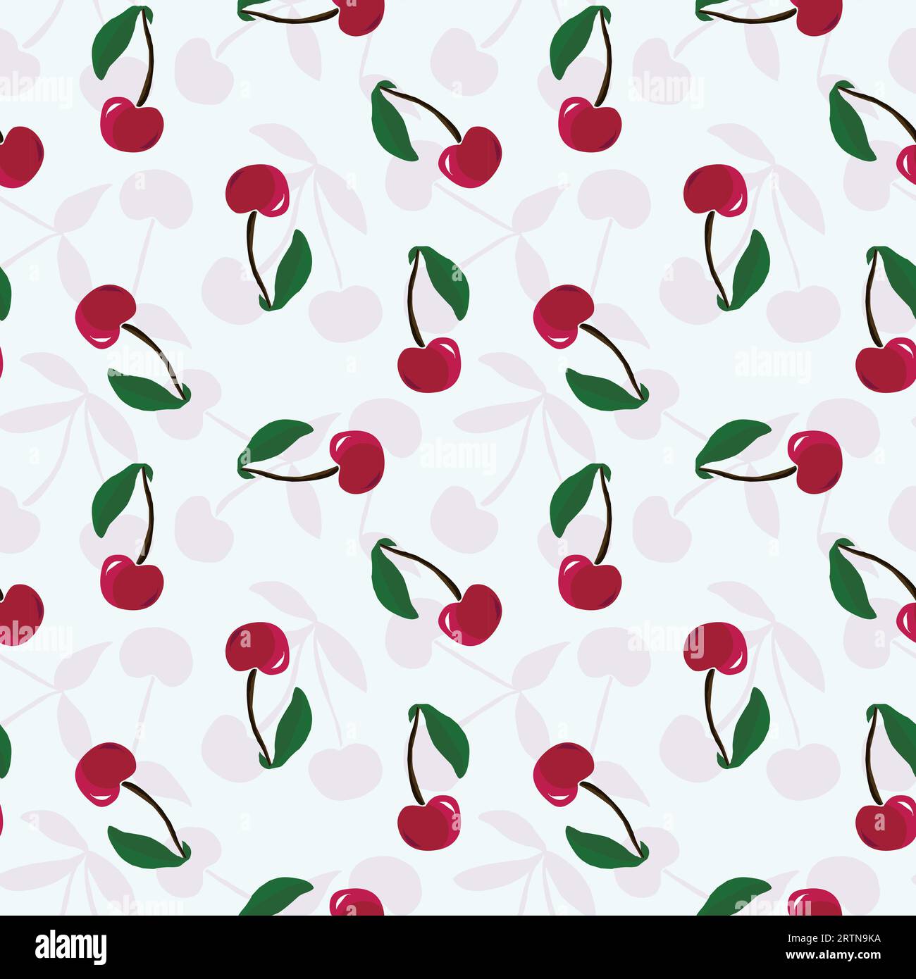 Cherry summer fruit seamless pattern for textile design. Vector hand ...