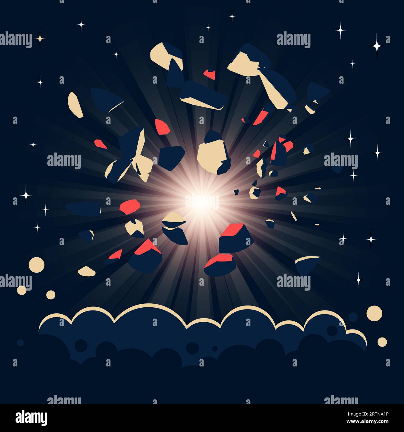 Explosion of a planet in space with flying pieces Stock Vector Image ...