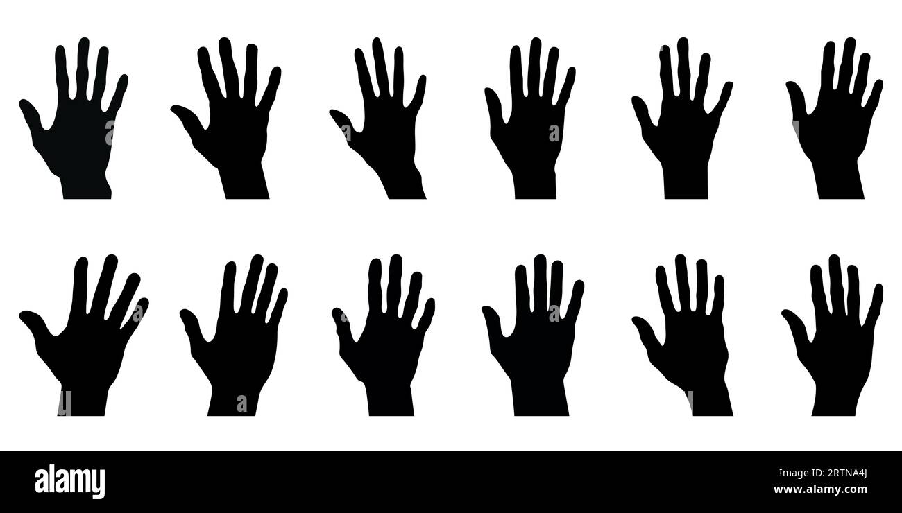 Hands icon set. Silhouettes human hands. Human palm sign. Vector ...