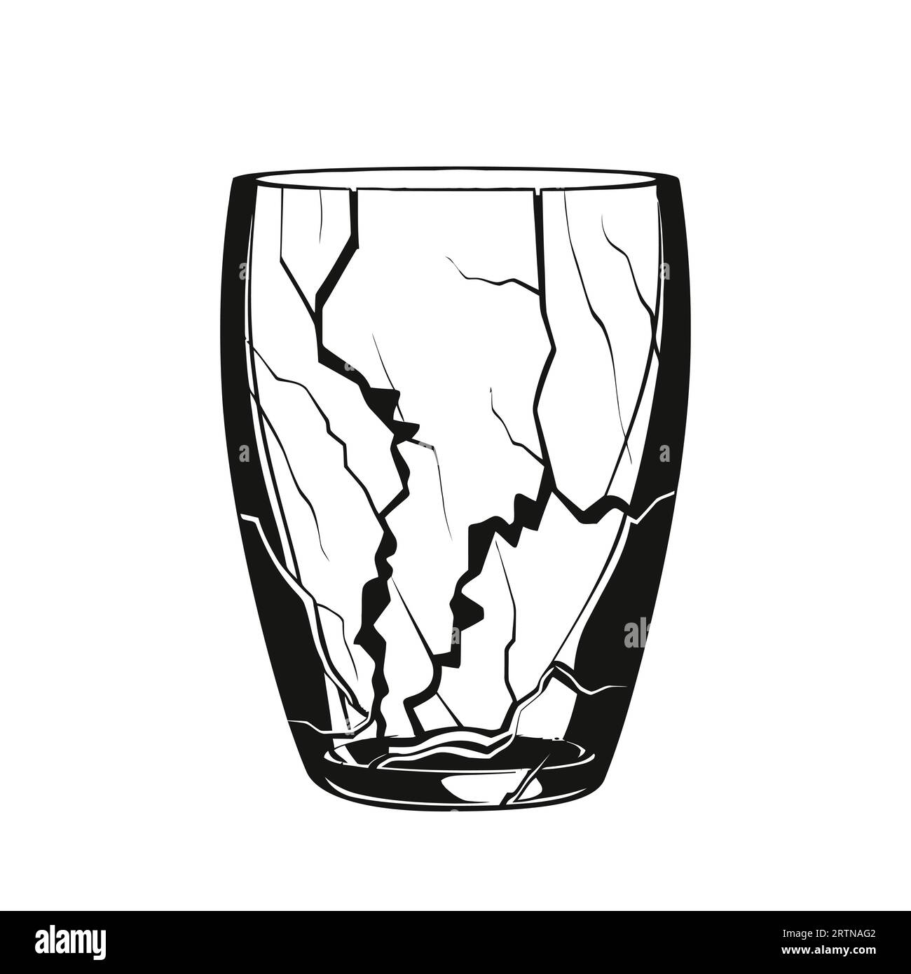 Broken glass cup for drinks. Cracked cup icon on white background ...