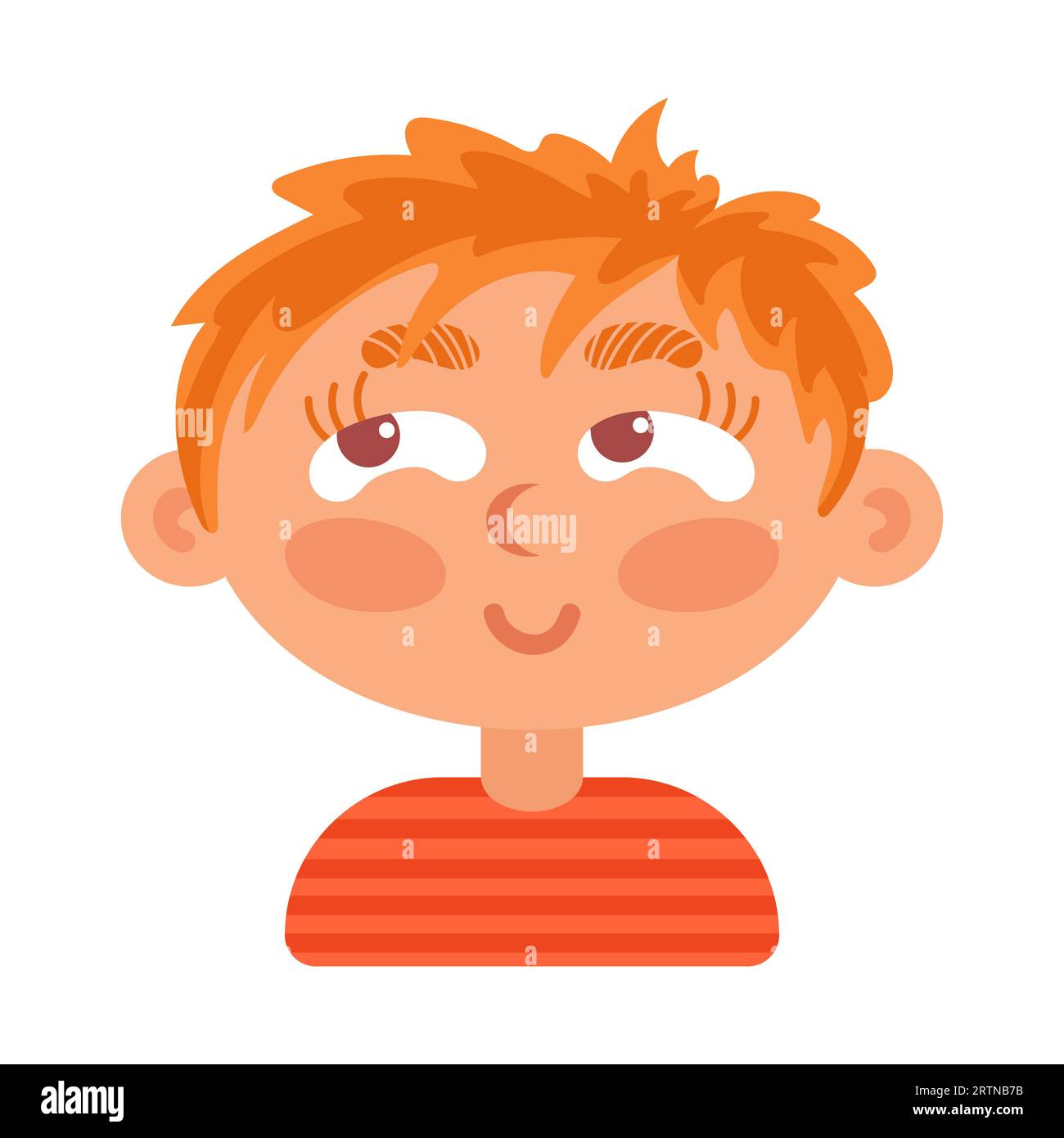 Cunning red-haired boy smiling. In cartoon style. Human emotions Stock ...