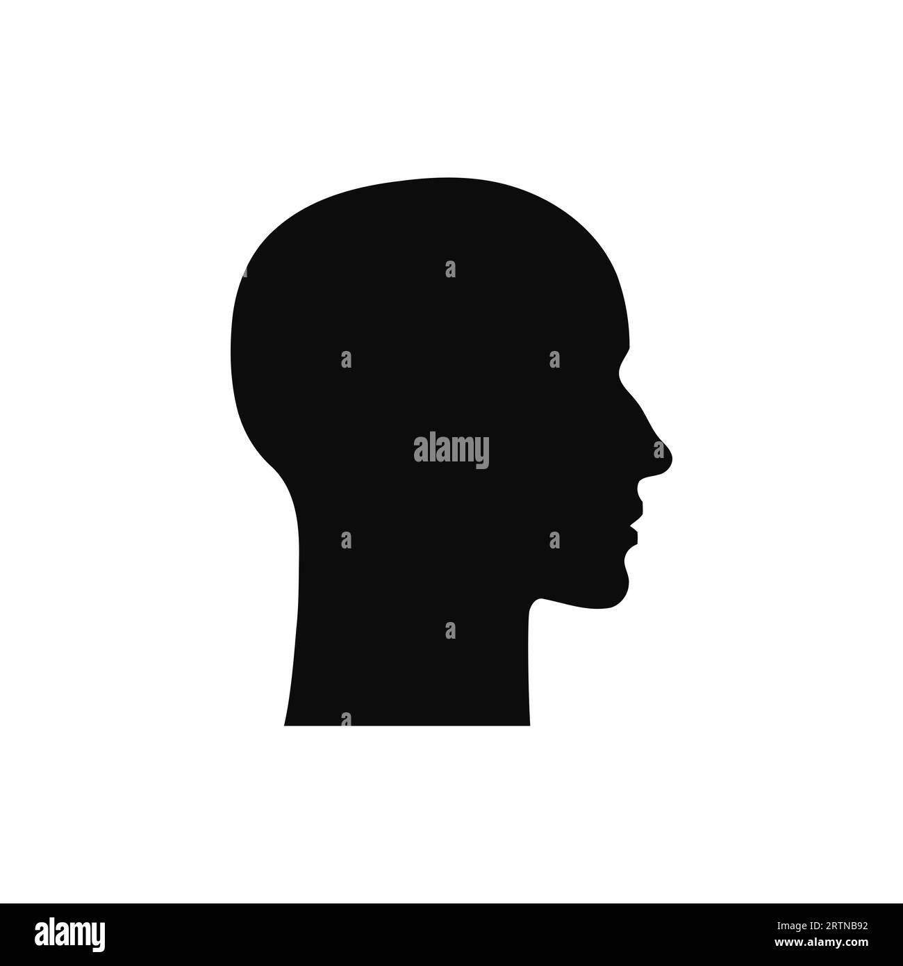 Human head icon. Male head profile silhouette. Black sign of human head ...