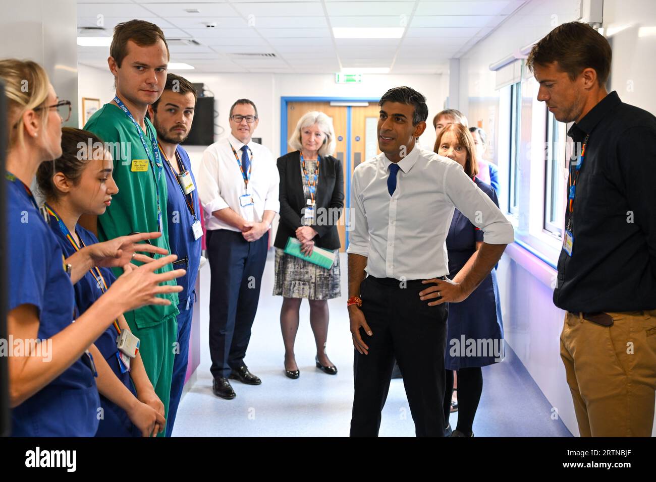 Prime Minister Rishi Sunak meets staff in the Jubilee Suite during a ...