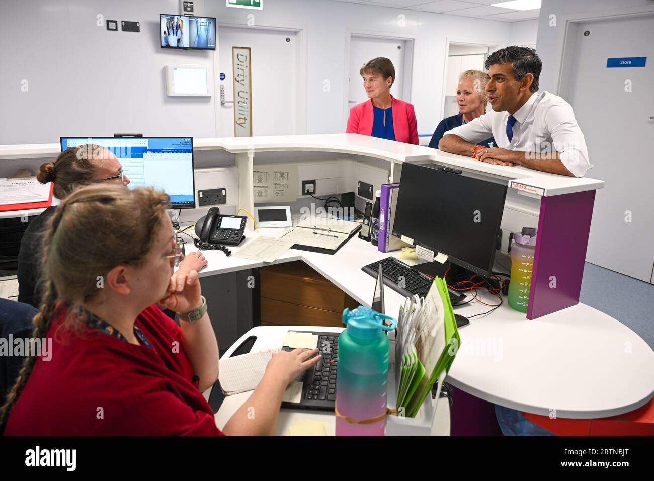 Prime Minister Rishi Sunak meets staff in the Jubilee Suite during a ...