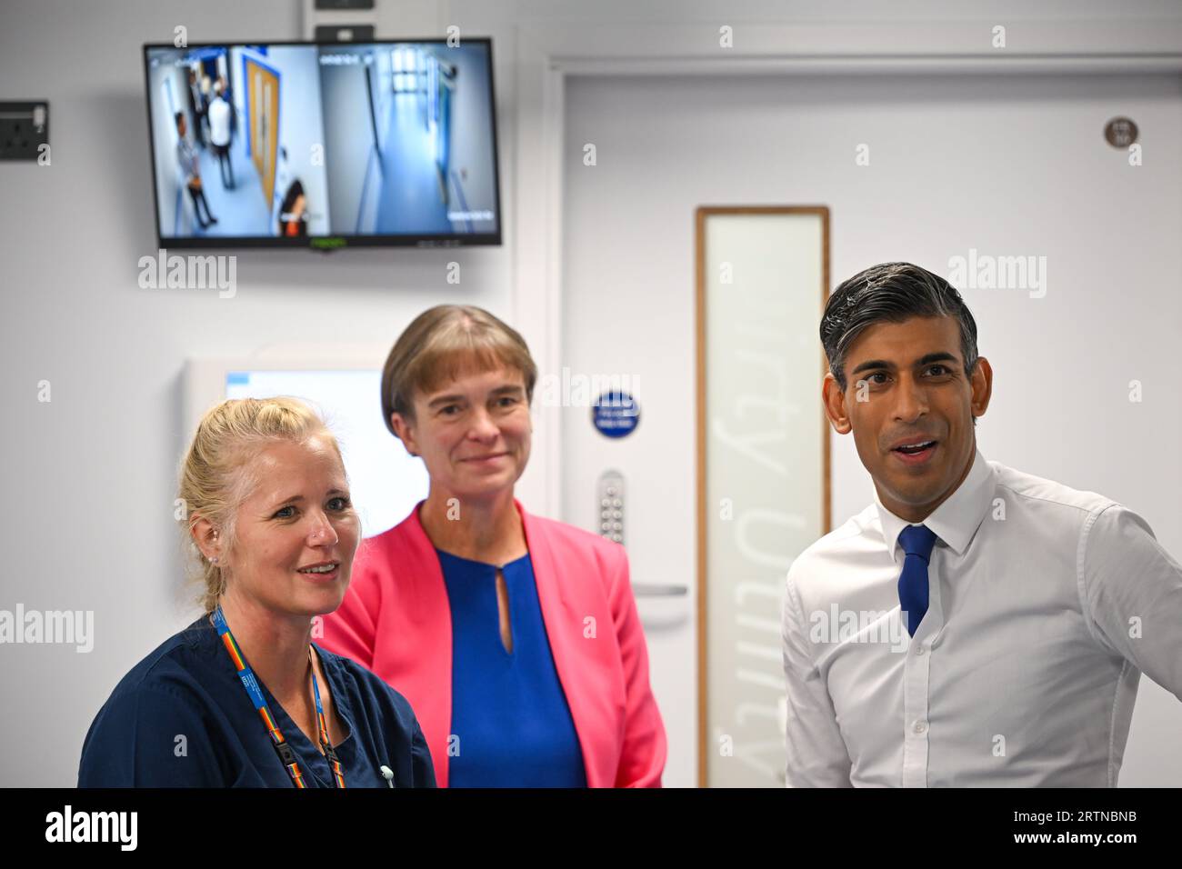 Prime Minister Rishi Sunak meets staff in the Jubilee Suite during a ...