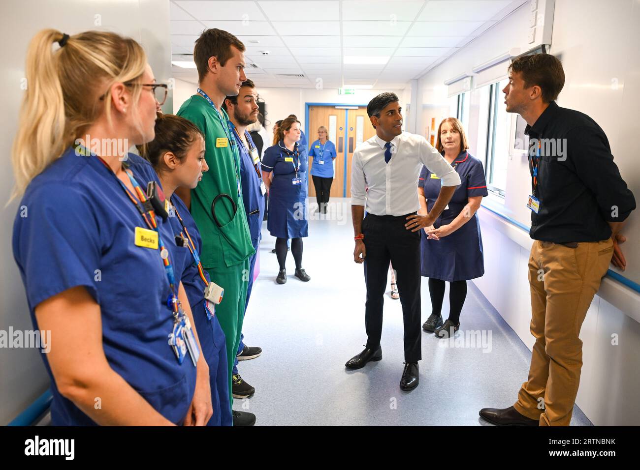 Prime Minister Rishi Sunak meets staff in the Jubilee Suite during a ...