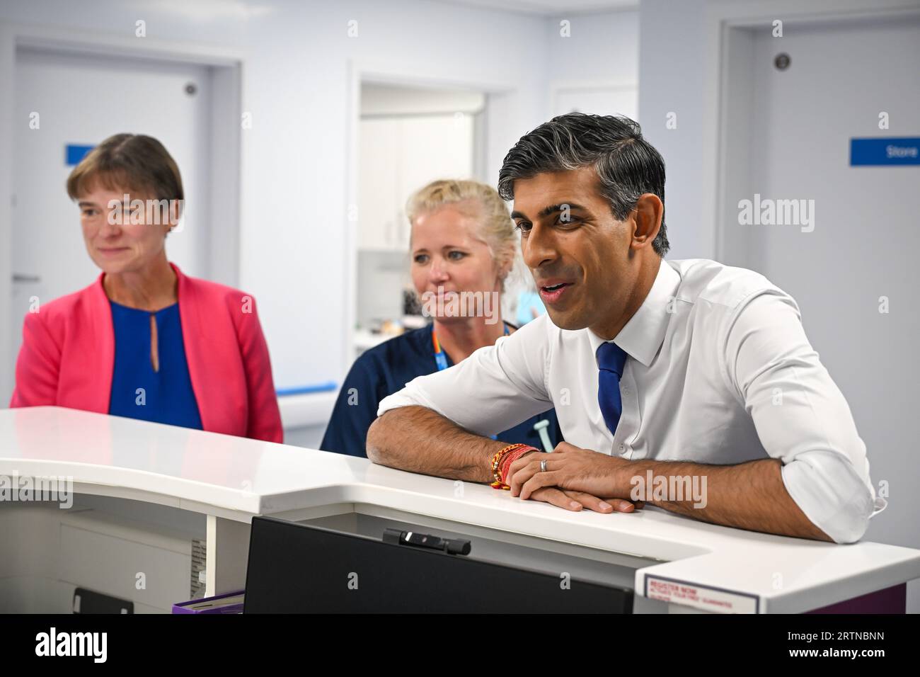 Prime Minister Rishi Sunak meets staff in the Jubilee Suite during a ...