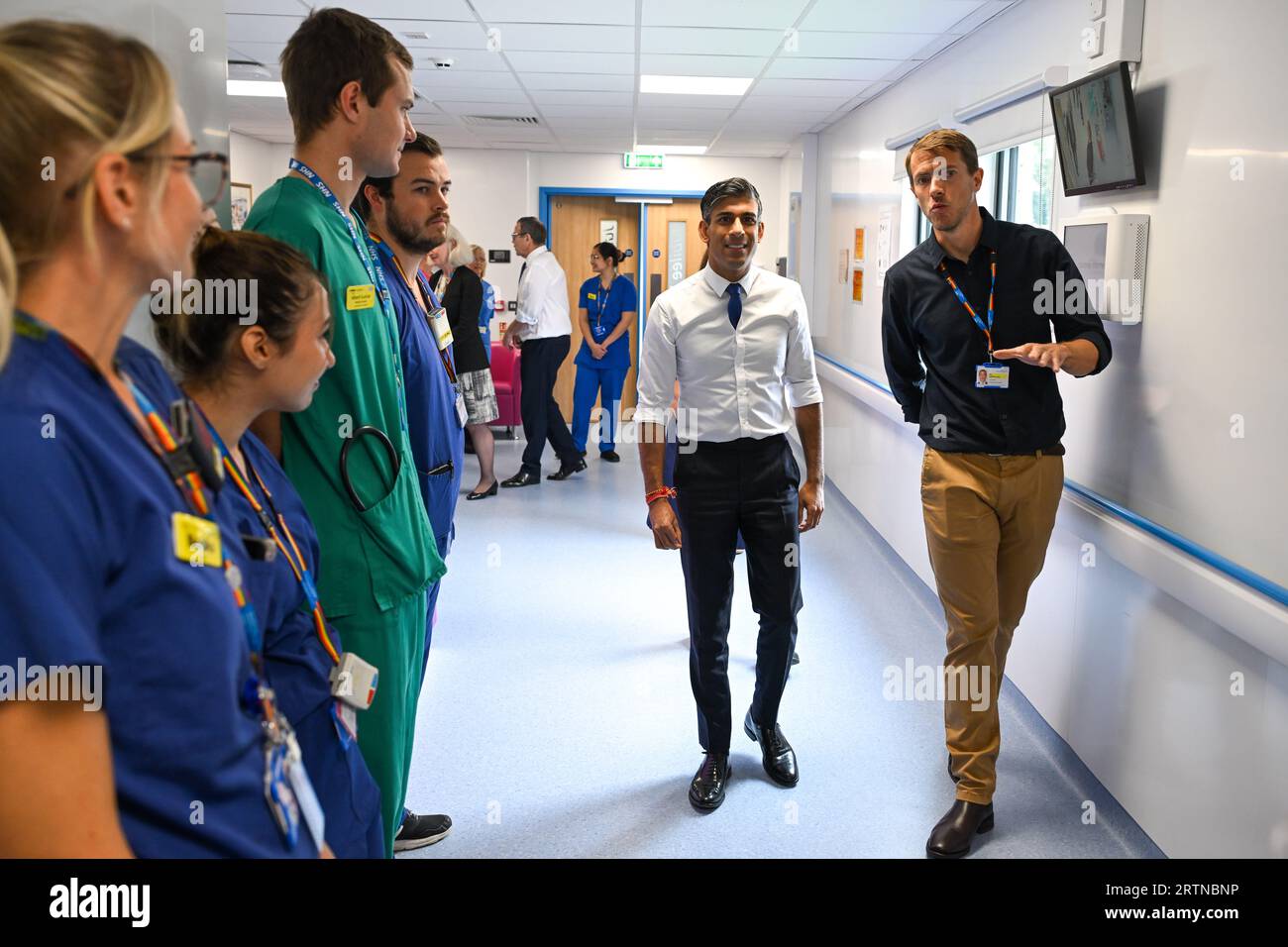 Prime Minister Rishi Sunak meets staff in the Jubilee Suite during a ...