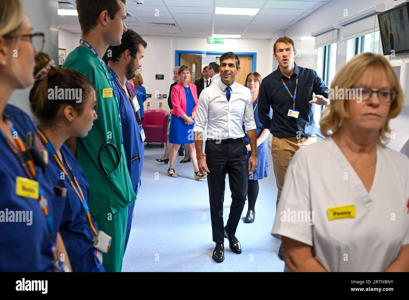 Prime Minister Rishi Sunak meets staff in the Jubilee Suite during a ...