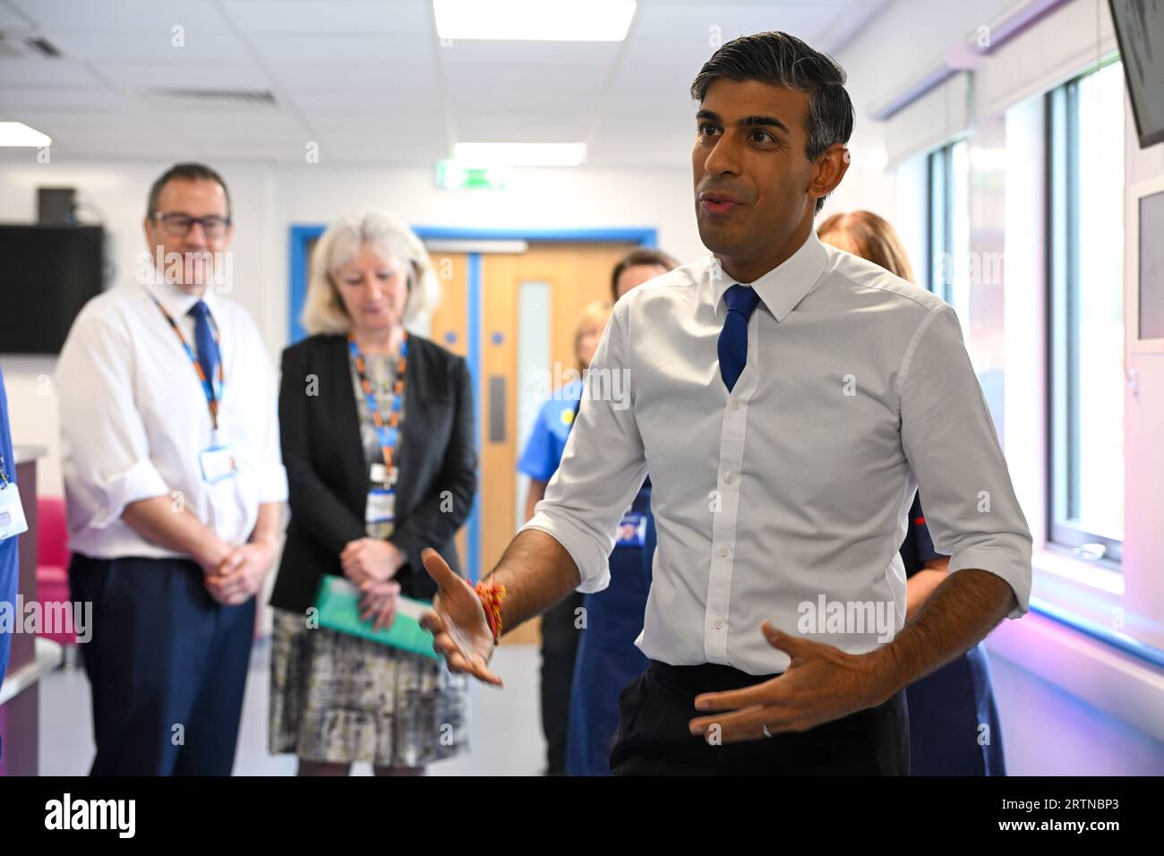 Prime Minister Rishi Sunak meets staff in the Jubilee Suite during a ...