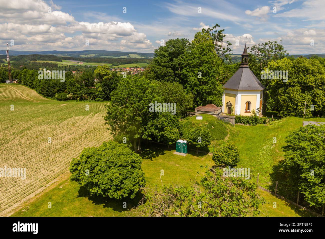 Aerial view of Saint Rosalia chapel in Zamberk, Czech Republic Stock ...