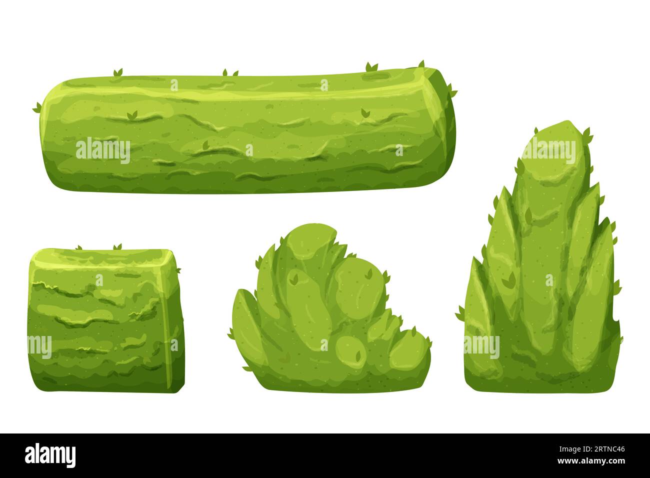 Set Hedge green bush forest or backyard plant with leaves in cartoon ...