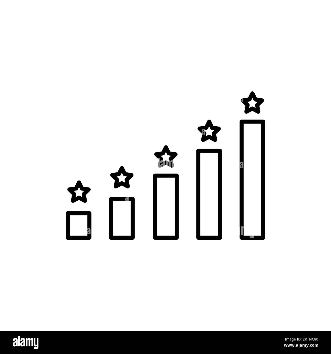 Profits graph and star different style icon set. Line version, outline and filled vector sign ...