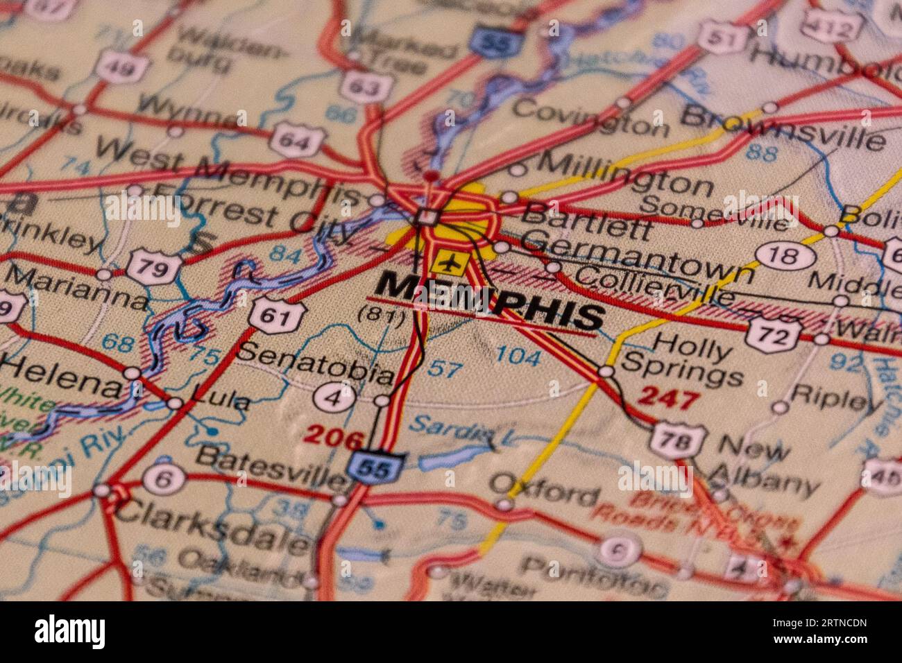 Memphis, Tennessee, USA on a road map Stock Photo - Alamy