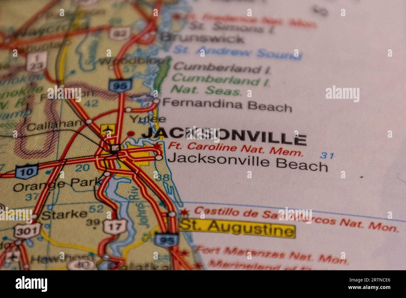 Jacksonville, Florida, USA on a road map Stock Photo - Alamy