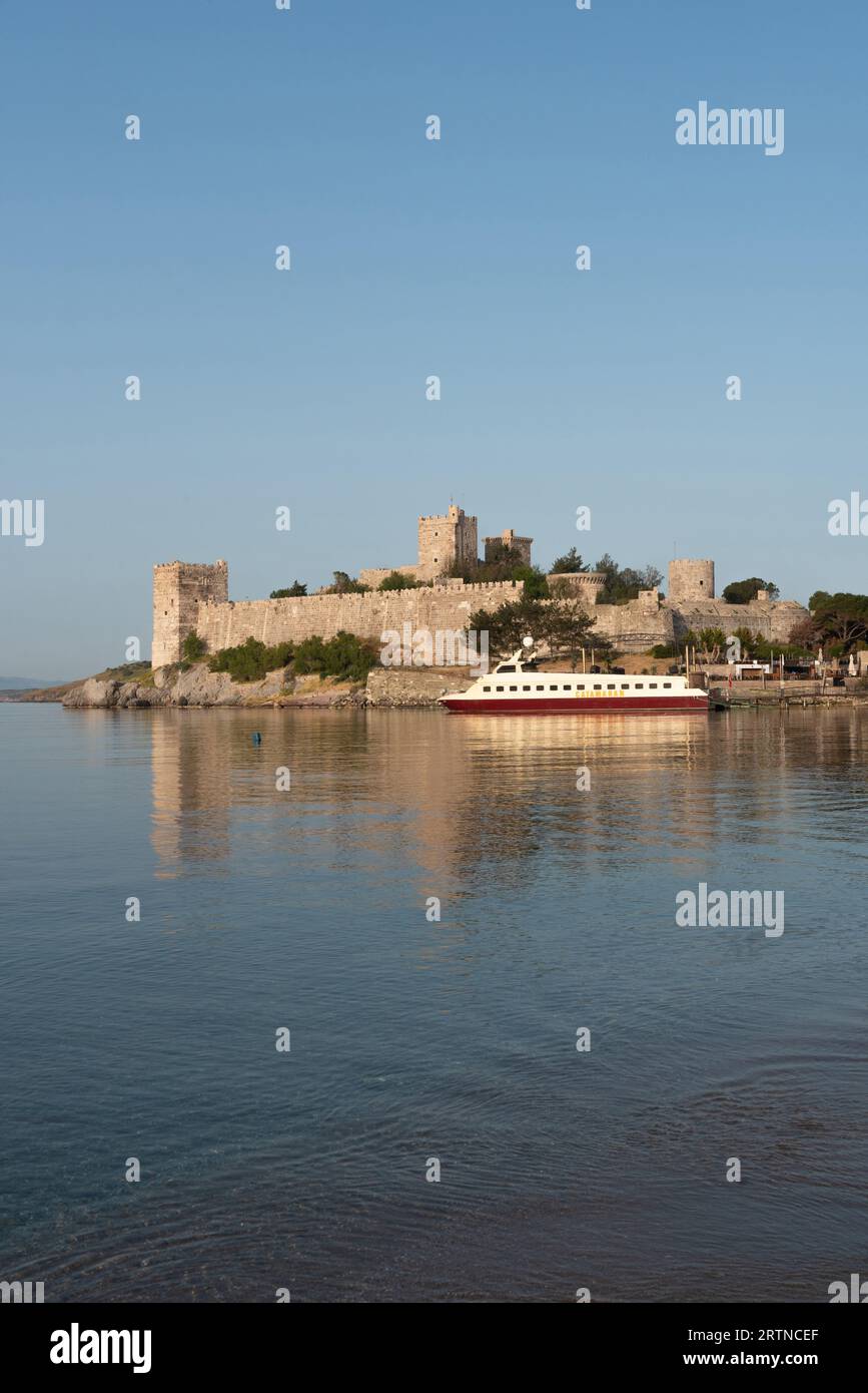 Beautiful Bodrum Castle and seaside harbour on the southwest turquoise ...
