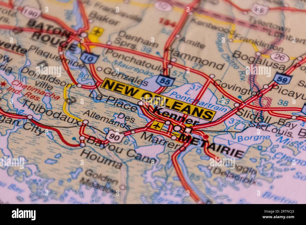 New Orleans, Louisiana, USA on a road map Stock Photo - Alamy