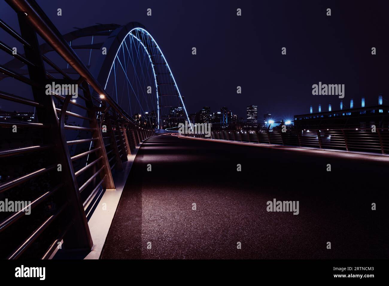 A nighttime view of the Walterdale Bridge in Edmonton, Alberta, Canada ...