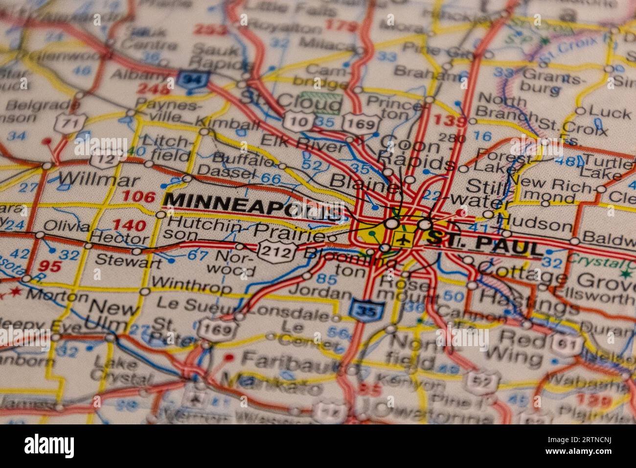 Minneapolis, Minnesota, USA on a road map Stock Photo - Alamy