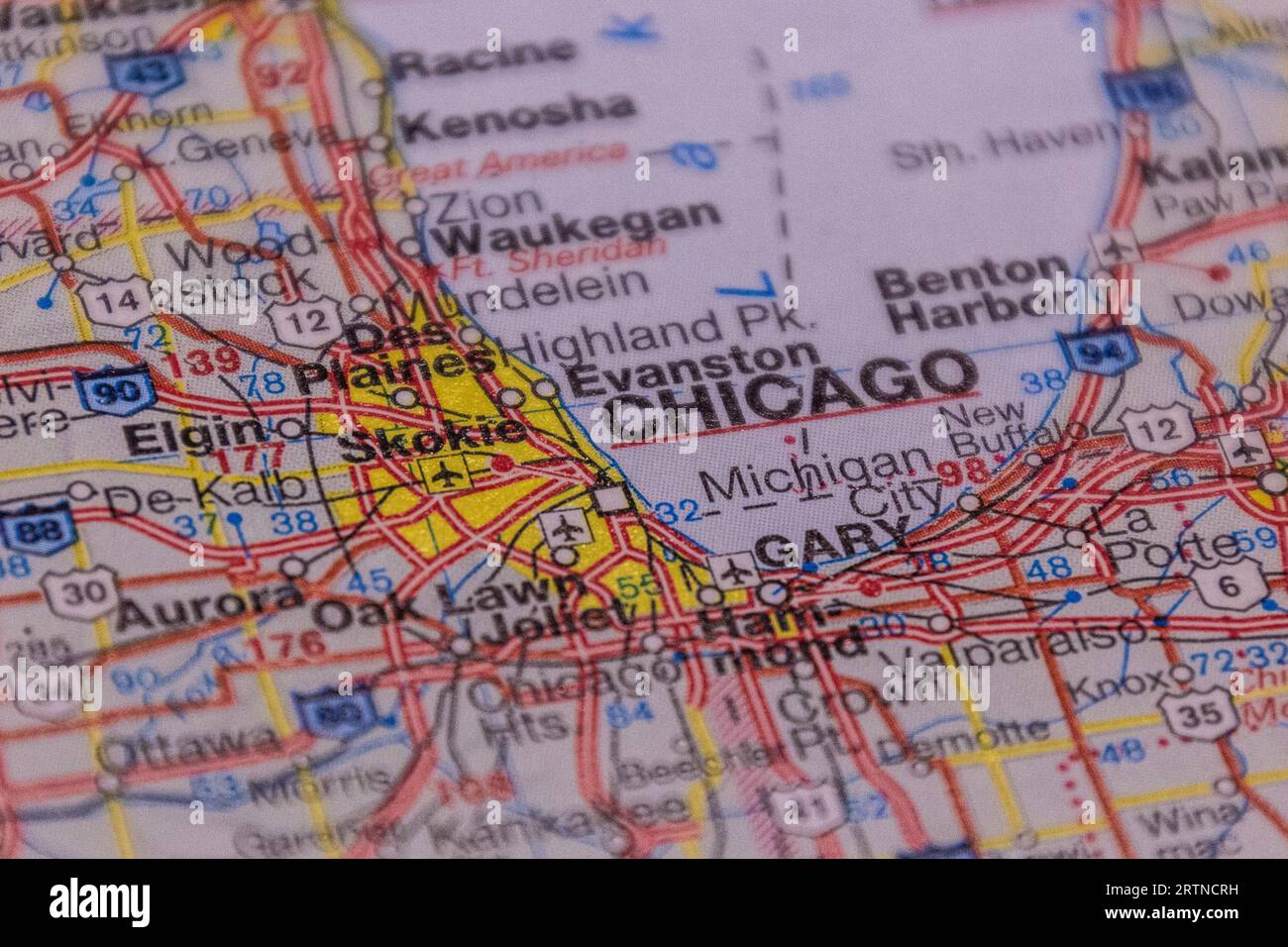 Chicago road map hi-res stock photography and images - Alamy