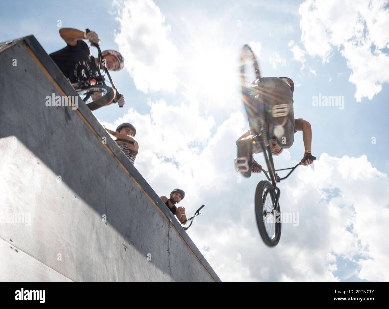 driving with a BMX bike, bicycle motocross as a cycle sport driving ...