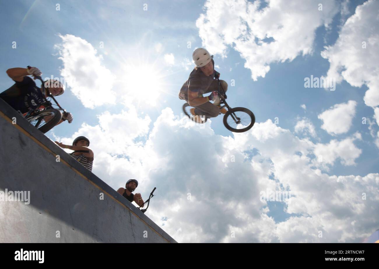 driving with a BMX bike, bicycle motocross as a cycle sport driving with a BMX bike Stock Photo ...