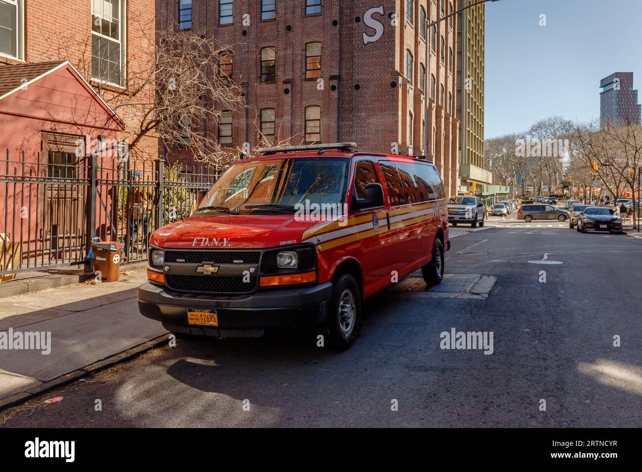 Brooklyn, New York, USA - February 11, 2023: FDYN fire engines in front ...