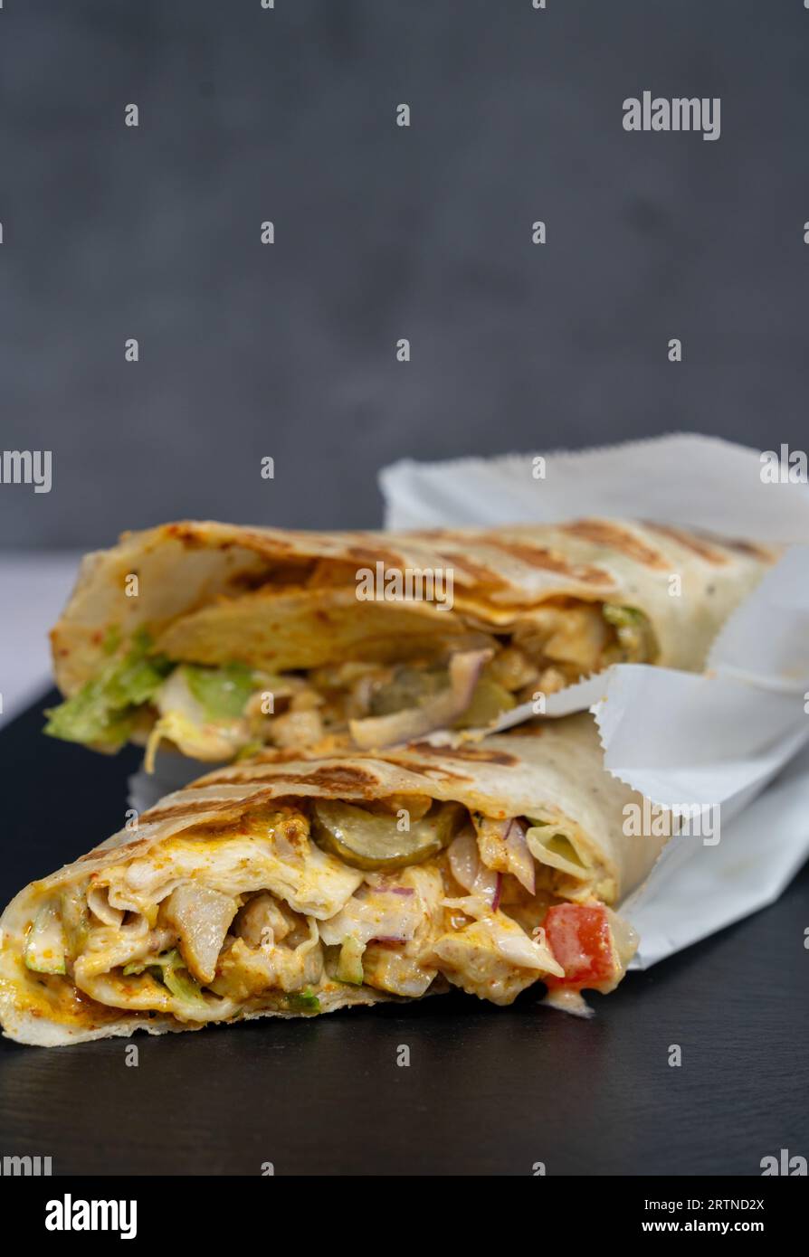 Wrap kebab with. Close up. Top view Stock Photo - Alamy