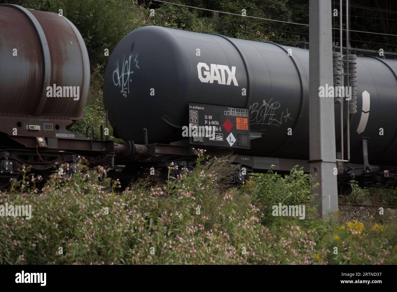 a tank wagon on the rail, transporting fuel by train tank wagon on the ...