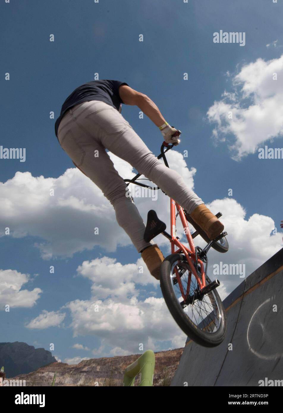 driving with a BMX bike, bicycle motocross as a cycle sport driving ...