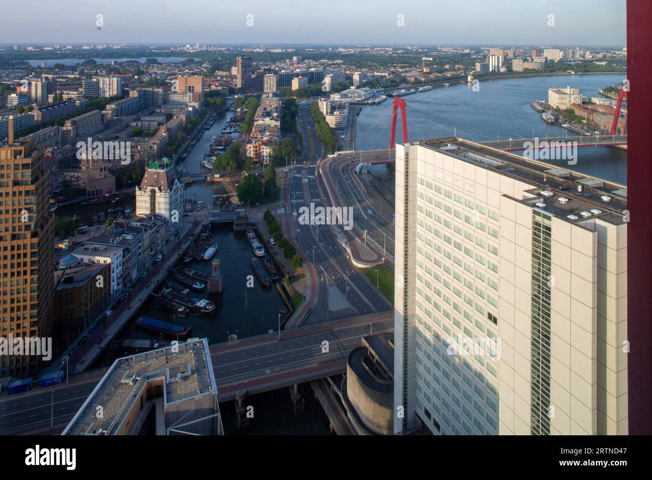 Enjoying the sunset in Rotterdam from the penthouse at the Red Apple ...
