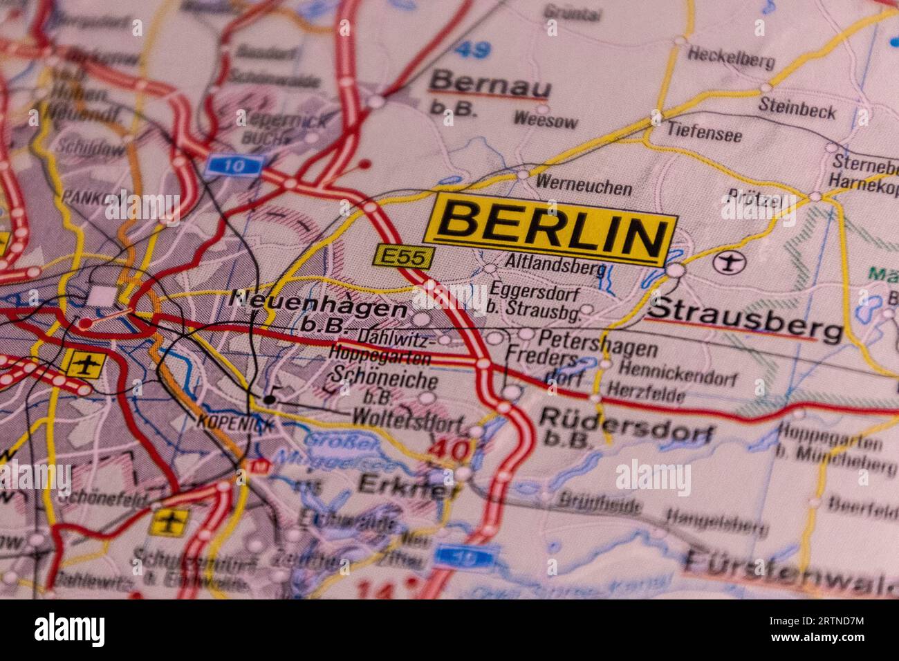 Berlin, Germany on a road map Stock Photo - Alamy