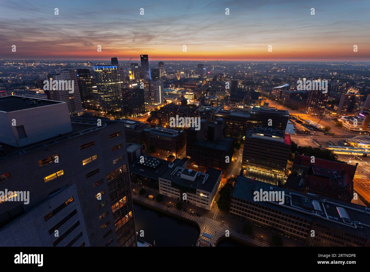 Enjoying the sunset in Rotterdam from the penthouse at the Red Apple ...