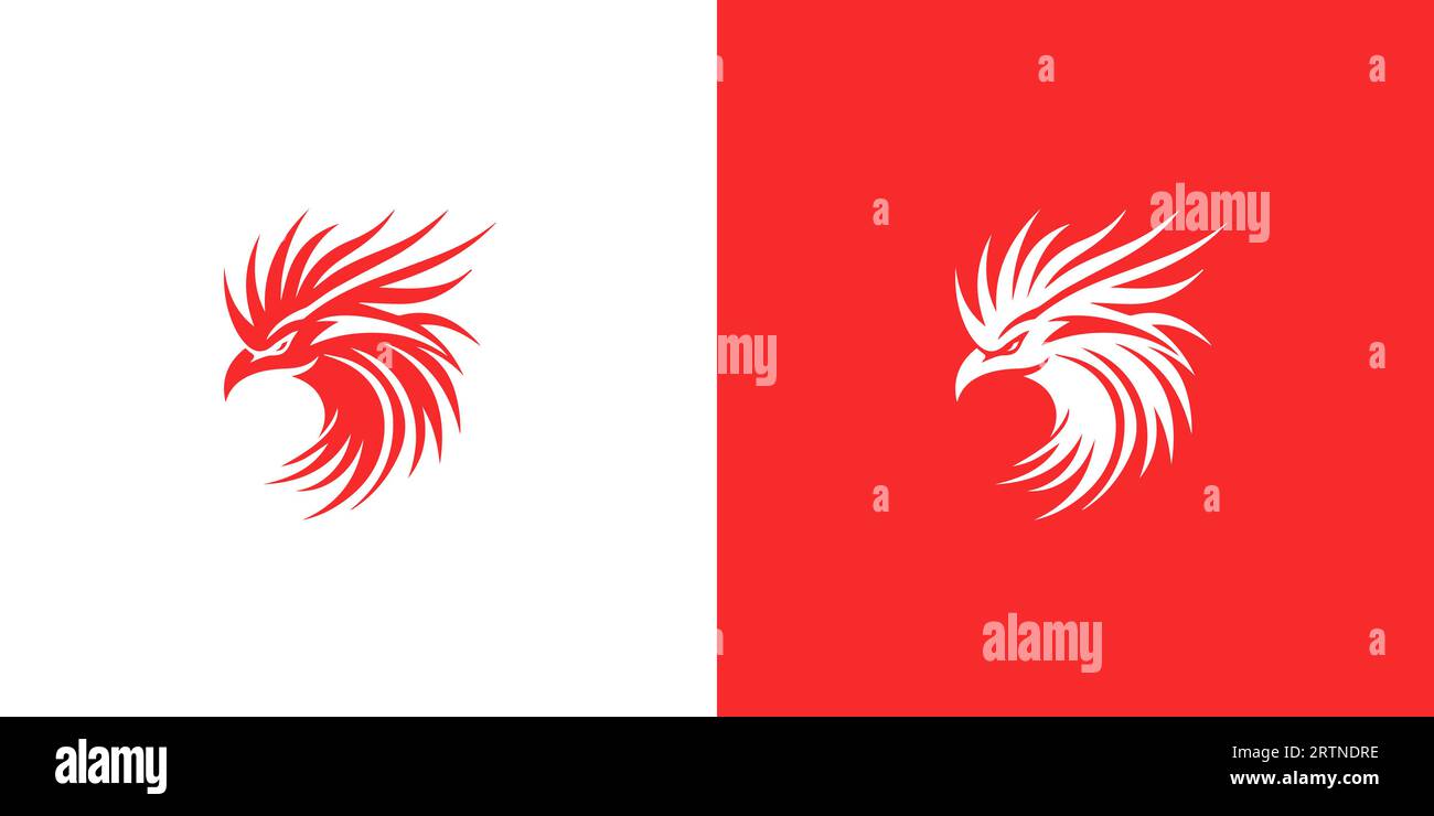 Abstract red and white phoenix logo design template on red and white ...