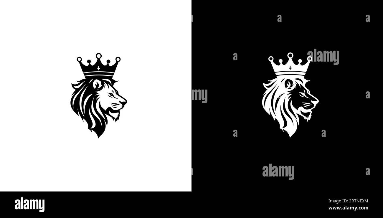 Royal king lion crown symbol. Elegant black Leo animal logotype. Premium luxury brand identity ...