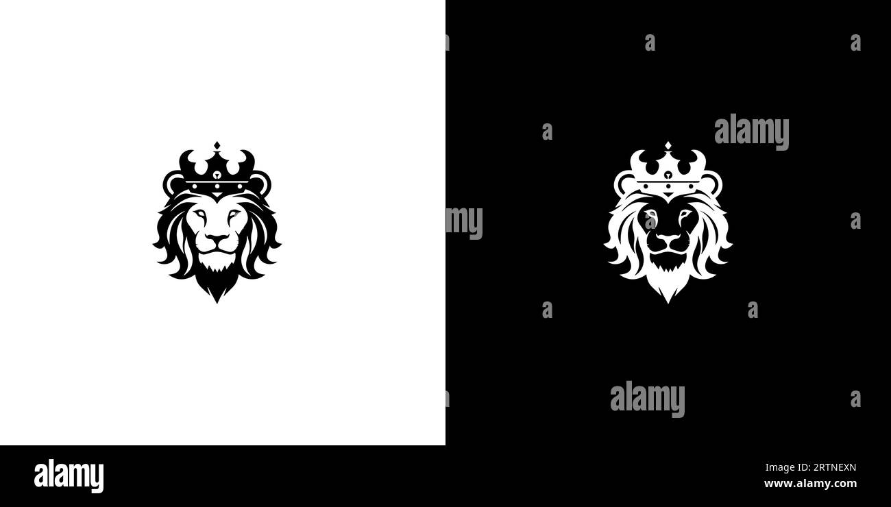 Royal king lion crown symbol. Elegant black Leo animal logotype ...