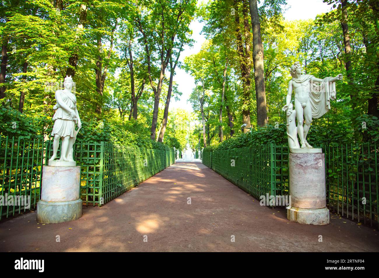 Summer garden in St. Petersburg. Park ensemble, a monument of landscape art. St. Petersburg ...