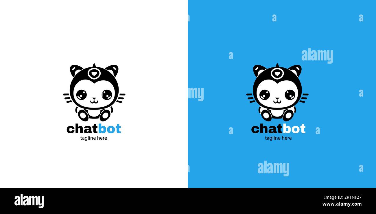 Robot cat chatbot head icon sign design vector illustration on white ...