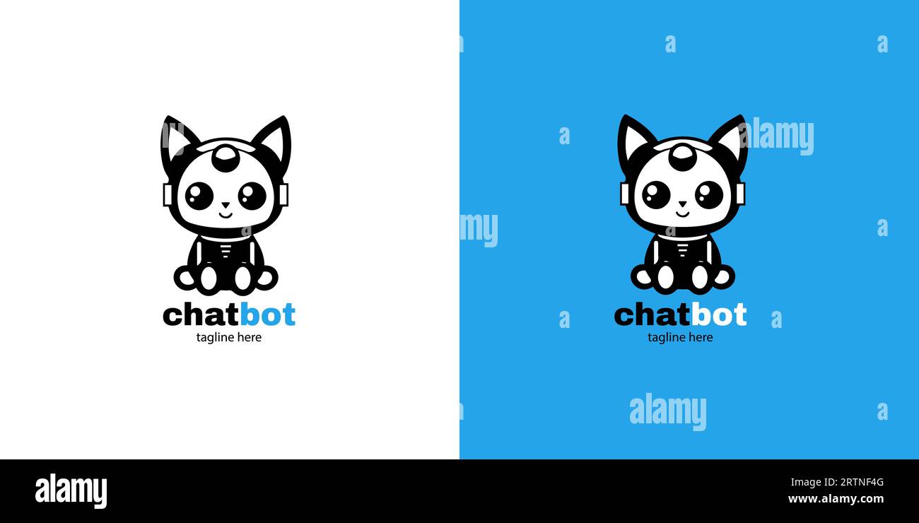 Robot cat chatbot head icon sign design vector illustration on white ...