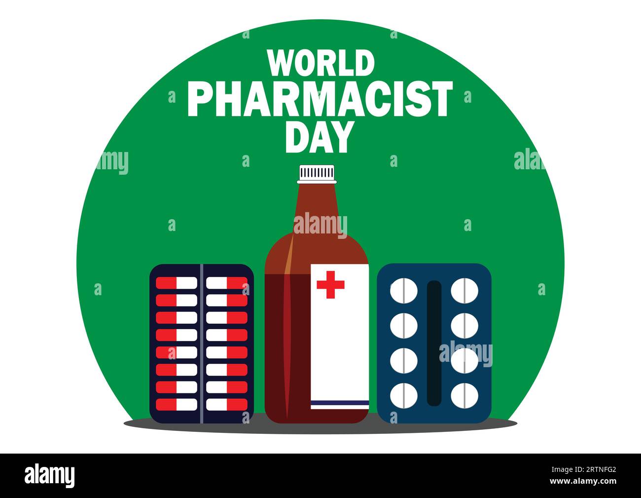 Vector illustration of a background for World Pharmacist Day. Suitable ...