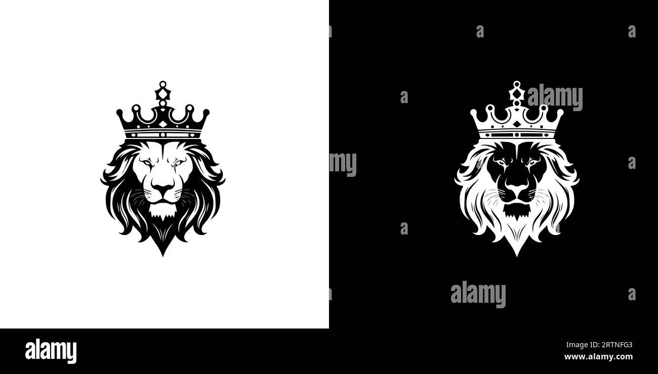 Royal king lion crown symbol. Elegant black Leo animal logotype ...